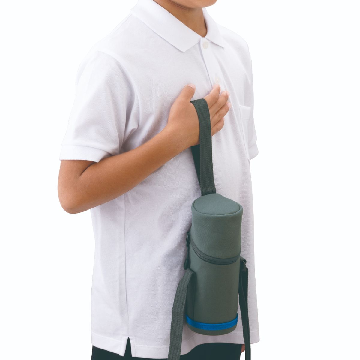 ひかりTVショッピング | THERMOS マイボトルポーチ ブラックブルー水筒用 ストラップ付 350-400ml対応 APG-352_BK-BL｜サーモス